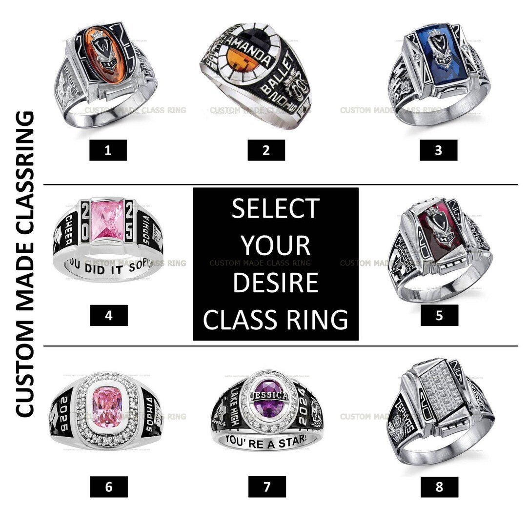 Custom Design Logo Class Ring | Custom Full Personalization Ring in ...