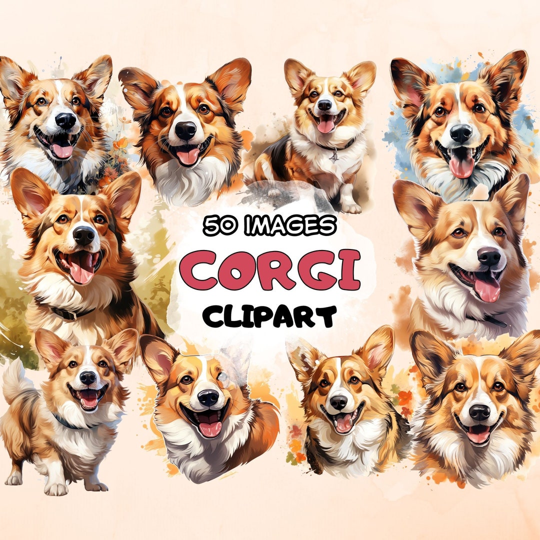 Corgi Springtime Puppy Dog Clipart Digital Illustration Paper Crafting ...