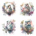 Owl Colorful Clipart Watercolor Illustration Spring Floral Digital ...