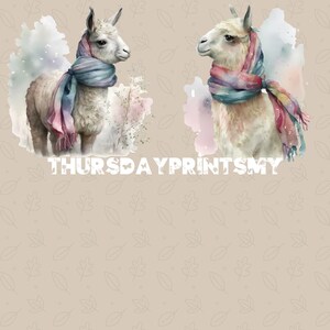 Llama With Scarf PNG Clipart Animal Digital Illustration Paper Crafting ...