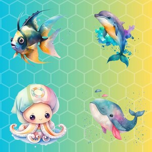 Baby Fish Clipart PNG Underwater Ocean Animal Nursery Art Whale ...