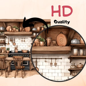 Country Kitchen PNG Clipart Bundle Pack Watercolor Kitchen Rustic ...