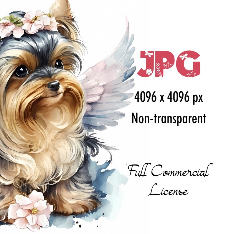 Yorkie Angel Puppy Clipart Yorkshire Terrier Pet Dog Digital ...