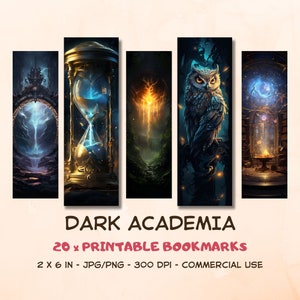 Wizard School Bookmark Printable Bundle Magic Fantasy Dark Academia ...