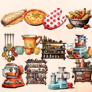 Country Kitchen PNG Clipart Bundle Pack Watercolor Kitchen Rustic ...