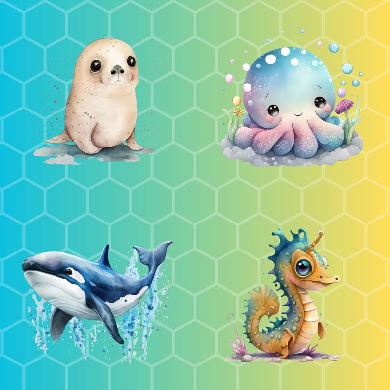 Baby Fish Clipart PNG Underwater Ocean Animal Nursery Wall Art - Etsy