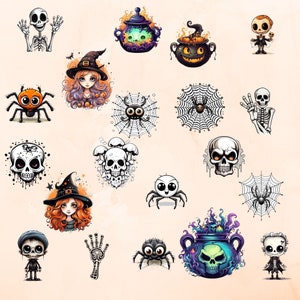 Cute Halloween Clipart Bundle Pack Spooky Horror Goth Mummy Witch ...