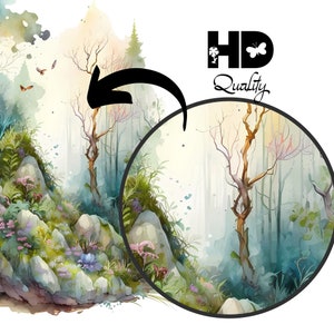 Fairy Forest PNG Magical Watercolor Fantasy Clipart Digital Paper ...