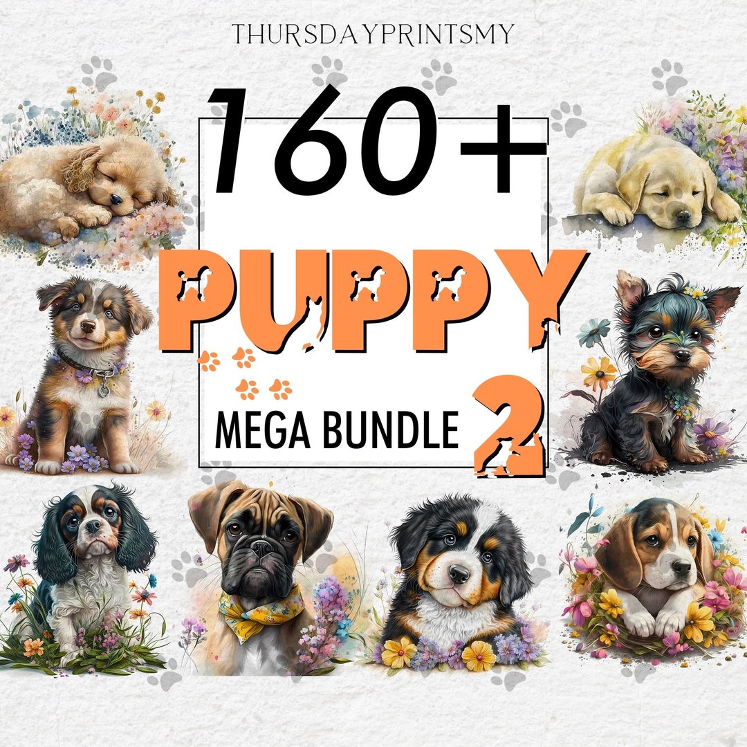 Puppy Mega Bundle Clipart Dog Breed Digital Illustration Poodle ...