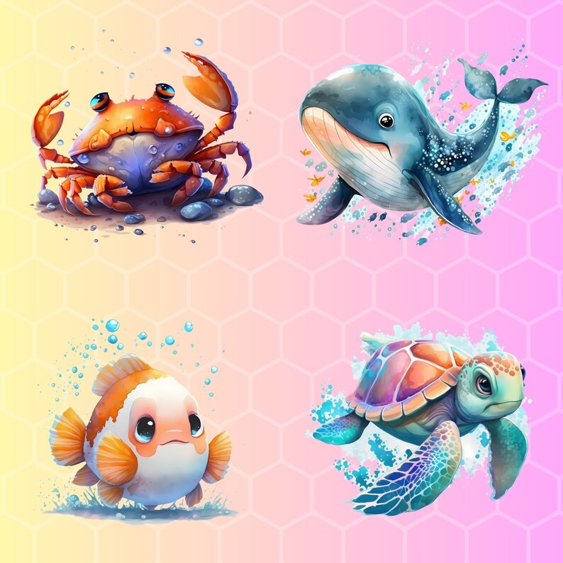 Baby Fish Clipart PNG Underwater Ocean Animal Nursery Art - Etsy