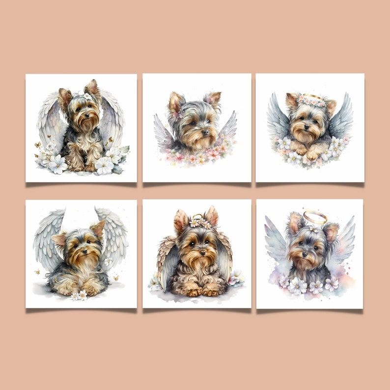 Yorkie Angel Puppy Clipart Yorkshire Terrier Pet Dog Digital ...