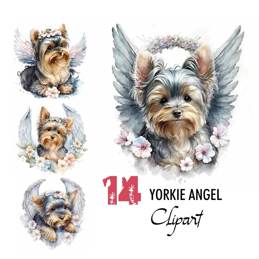 Yorkie Angel Puppy Clipart Yorkshire Terrier Pet Dog Digital ...
