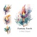 Fantasy Torch PNG Magical Watercolor Mystical Clipart Digital Paper ...