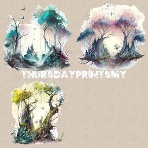 Fairy Forest PNG Magical Watercolor Fantasy Clipart Digital Paper ...