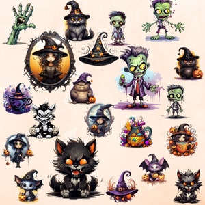 Cute Halloween Clipart Bundle Pack Spooky Horror Goth Mummy Witch ...