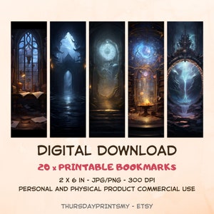 Wizard School Bookmark Printable Bundle Magic Fantasy Dark Academia ...