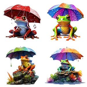 Frog in Rain Umbrella PNG Clipart Toads Graphics Lilly Pad Pond Rainy ...