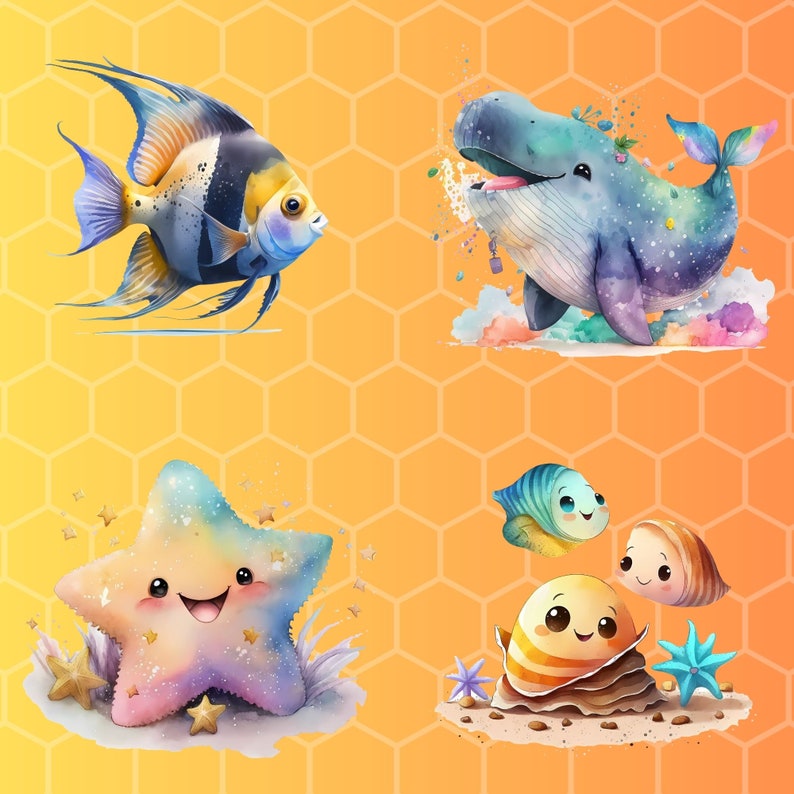 Baby Fish Clipart PNG Underwater Ocean Animal Nursery Art - Etsy