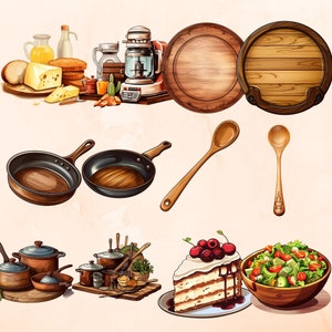 Country Kitchen PNG Clipart Bundle Pack Watercolor Kitchen Rustic ...