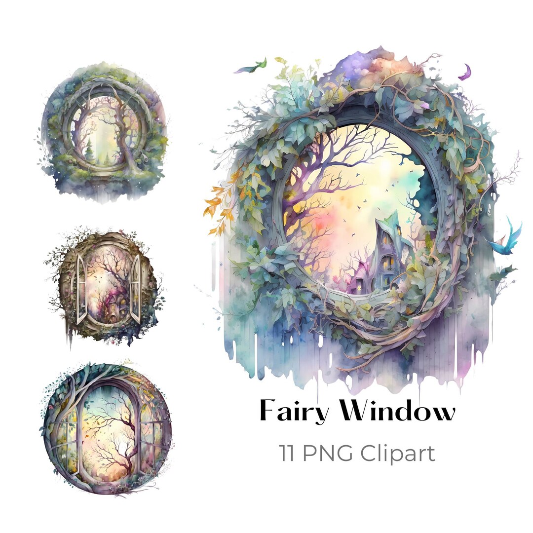 Fairy Window PNG Magical Forest Watercolor Fantasy Clipart Digital ...
