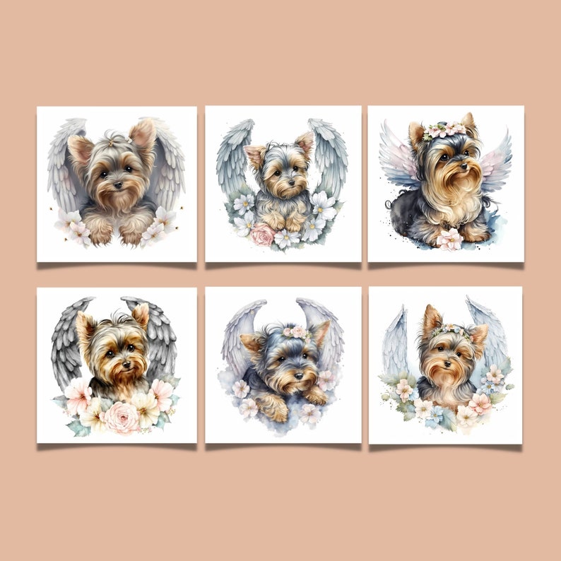 Yorkie Angel Puppy Clipart Yorkshire Terrier Pet Dog Digital ...