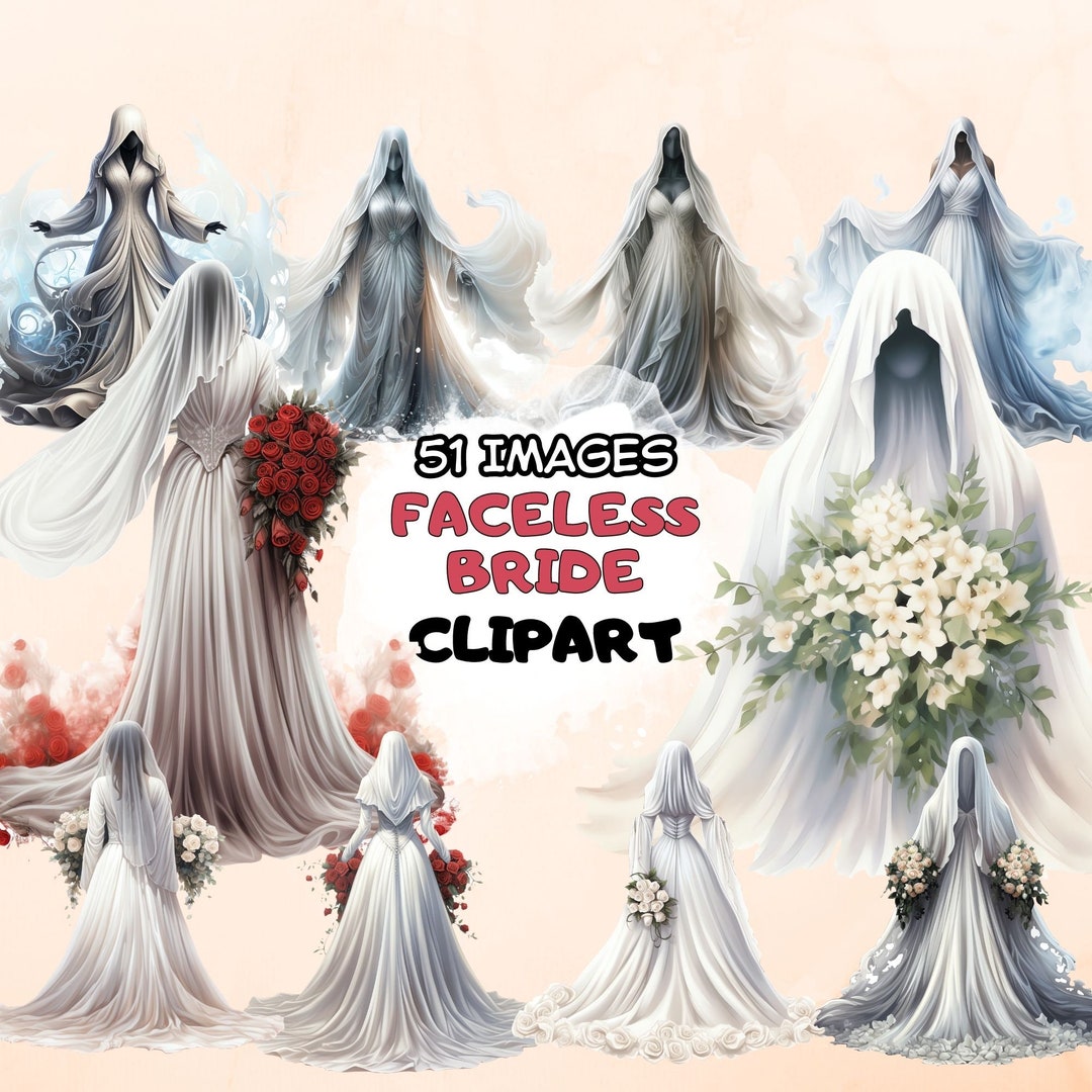 Gothic Faceless Ghost Bride PNG Clipart Bundle Halloween Goth Scary ...
