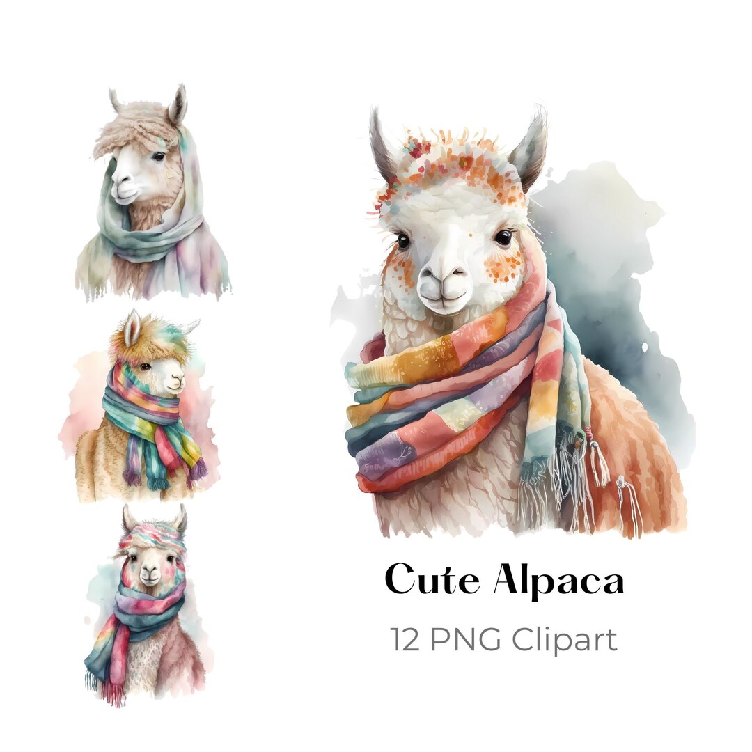 Alpaca With Scarf PNG Clipart Boho Cozy Digital Illustration Paper ...
