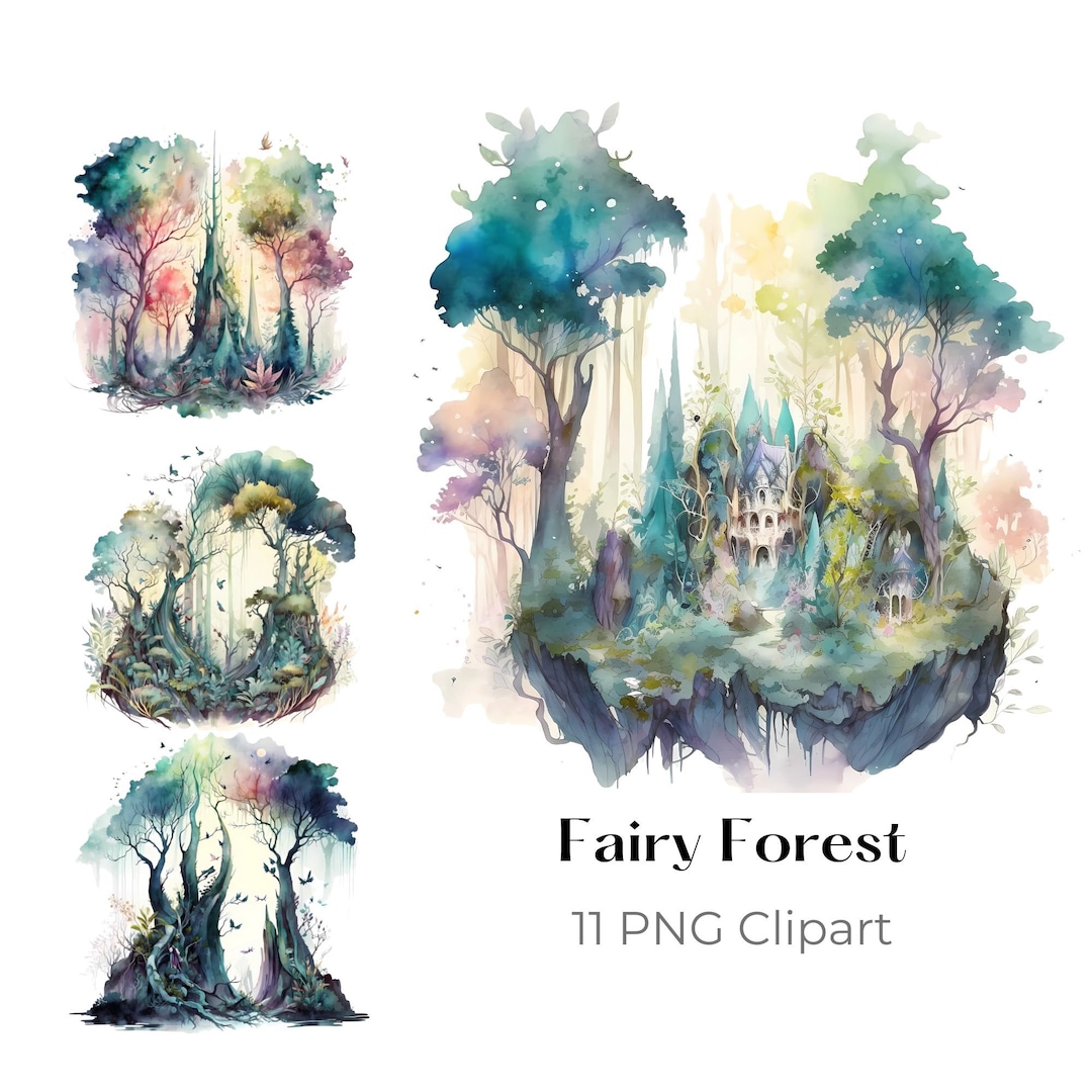 Fairy Forest PNG Magical Watercolor Fantasy Clipart Digital Paper ...