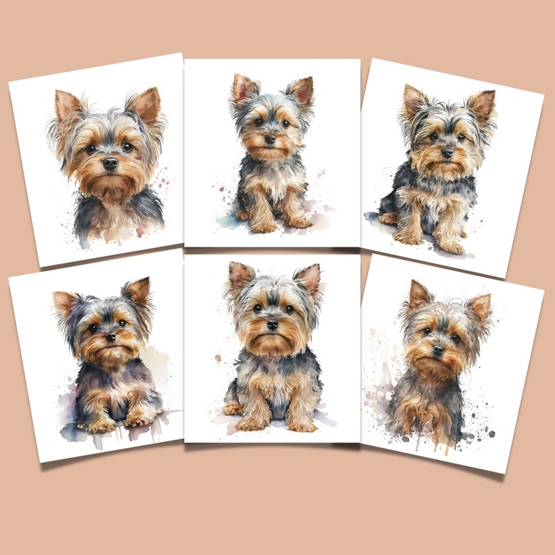 Yorkshire Terrier Watercolor Clipart Floral Yorkie JPG - Etsy