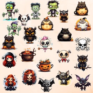 Cute Halloween Clipart Bundle Pack Spooky Horror Goth Mummy Witch ...