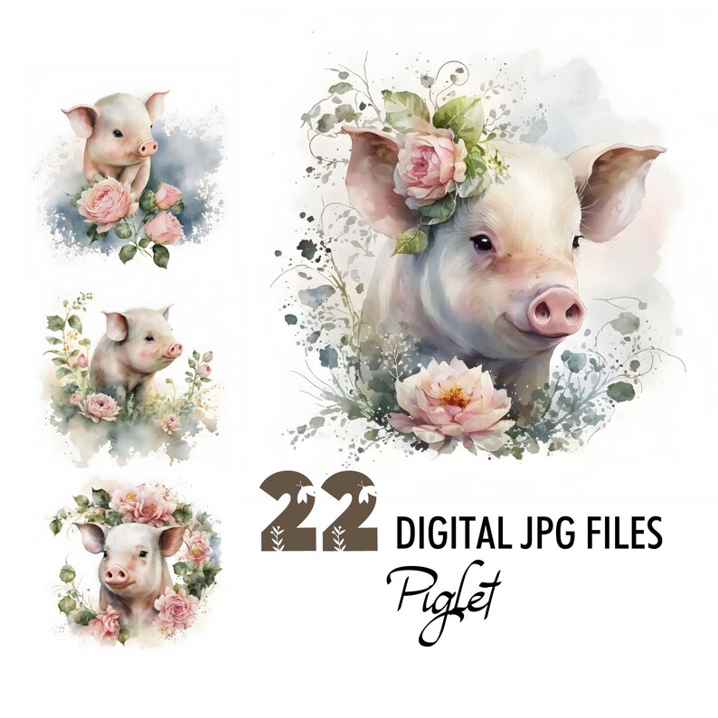Watercolor Piglet Printable Clipart Piglet Drawing Nursery - Etsy
