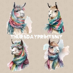 Llama With Scarf PNG Clipart Animal Digital Illustration Paper Crafting ...