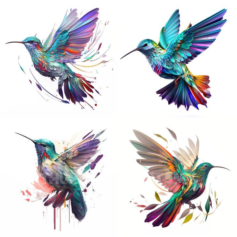 Colorful Hummingbird Clipart Colibri Colibry Kolibri Pajaros - Etsy