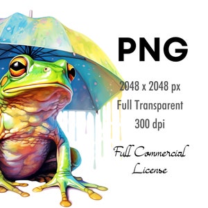 Frog in Rain Umbrella PNG Clipart Toads Graphics Lilly Pad Pond Rainy ...