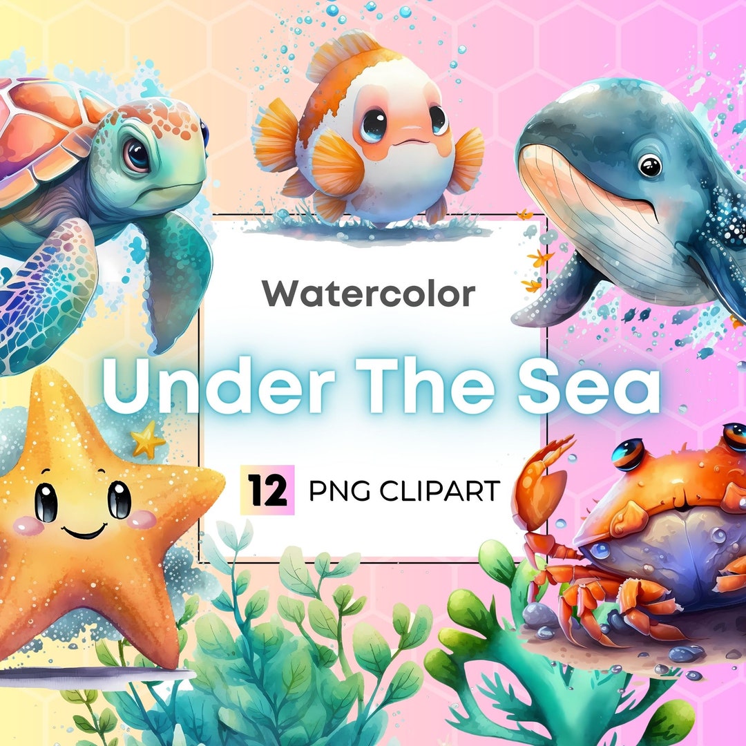 Baby Fish Clipart PNG Underwater Ocean Animal Nursery Art Whale Crab ...