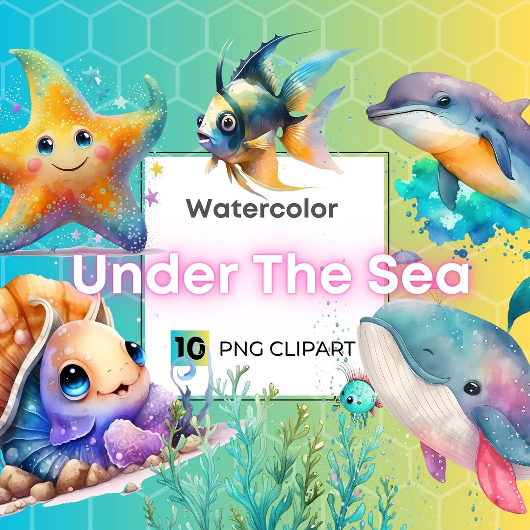 Baby Fish Clipart PNG Underwater Ocean Animal Nursery Art Whale ...