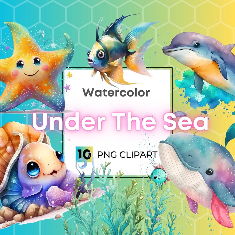 Baby Fish Clipart PNG Underwater Ocean Animal Nursery Art - Etsy