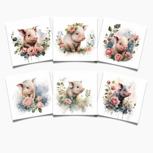 Watercolor Piglet Printable Clipart Piglet Drawing Nursery Wall Art ...