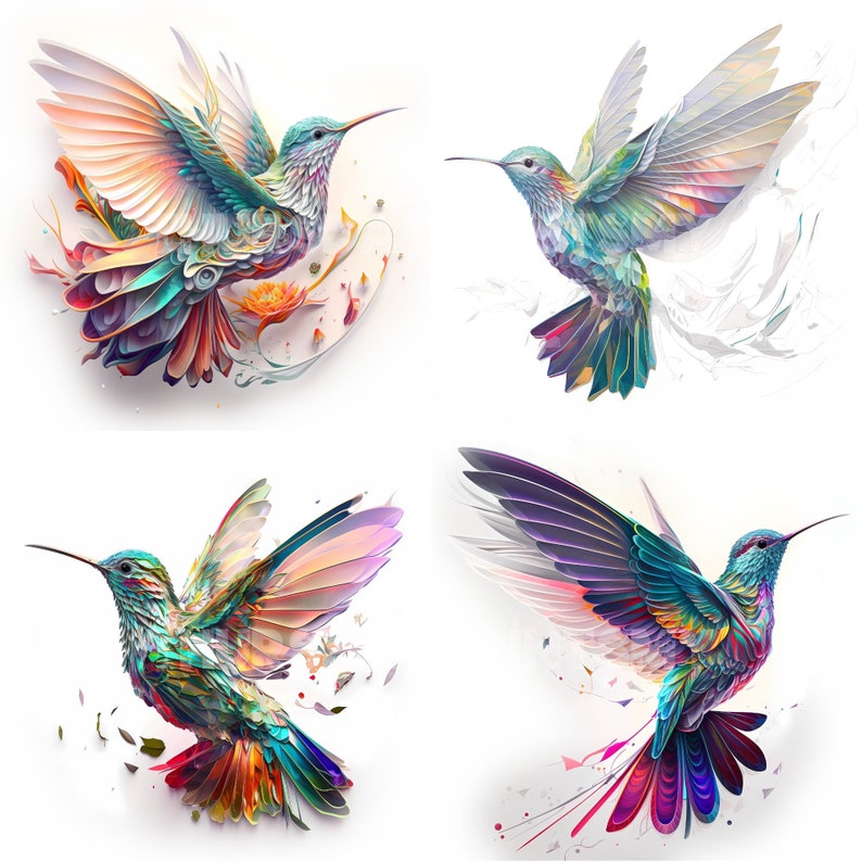 Colorful Hummingbird Clipart Colibri Colibry Kolibri Pajaros - Etsy