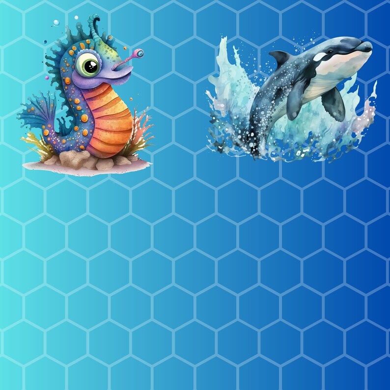 Baby Fish Clipart PNG Underwater Ocean Animal Nursery Wall Art Octopus ...