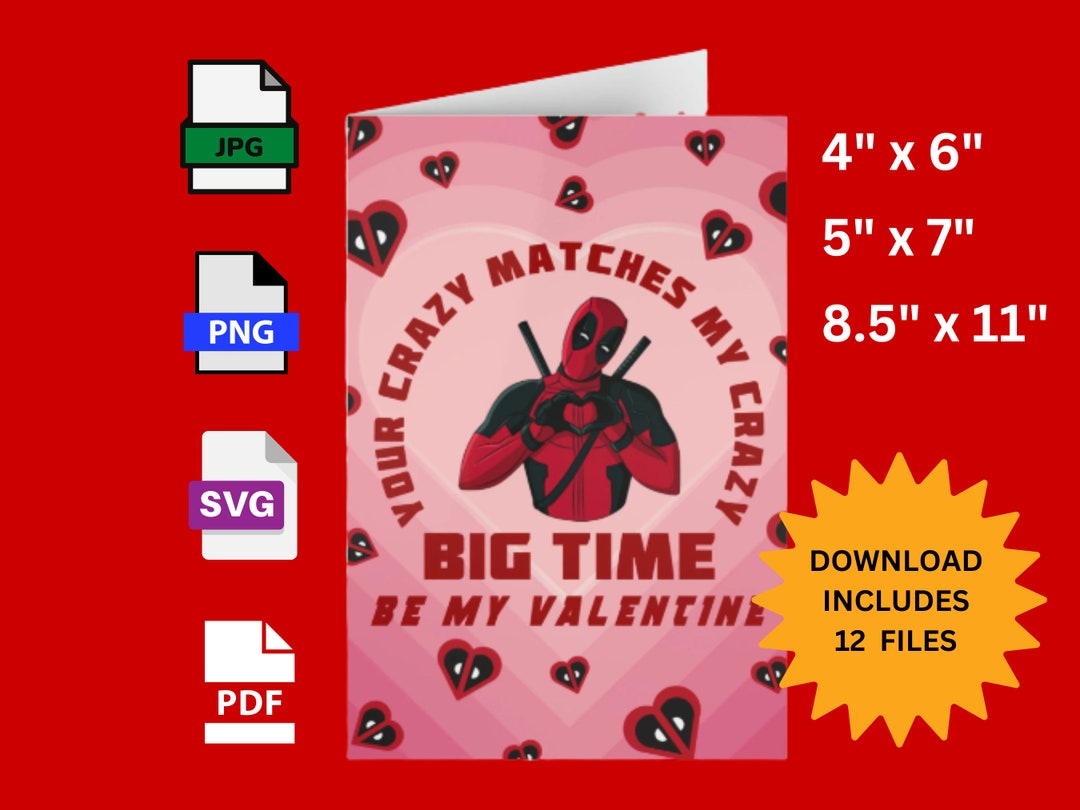 Downloadable Funny Valentines Day Card Deadpool Inspired Printable ...