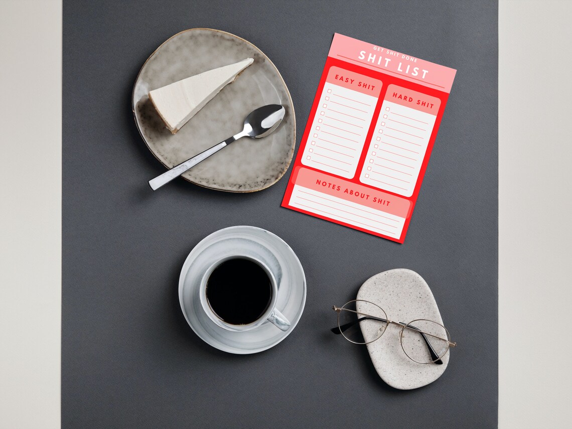Getting Shit Done: Shit List Printable Checklist to Do List. Humorous ...