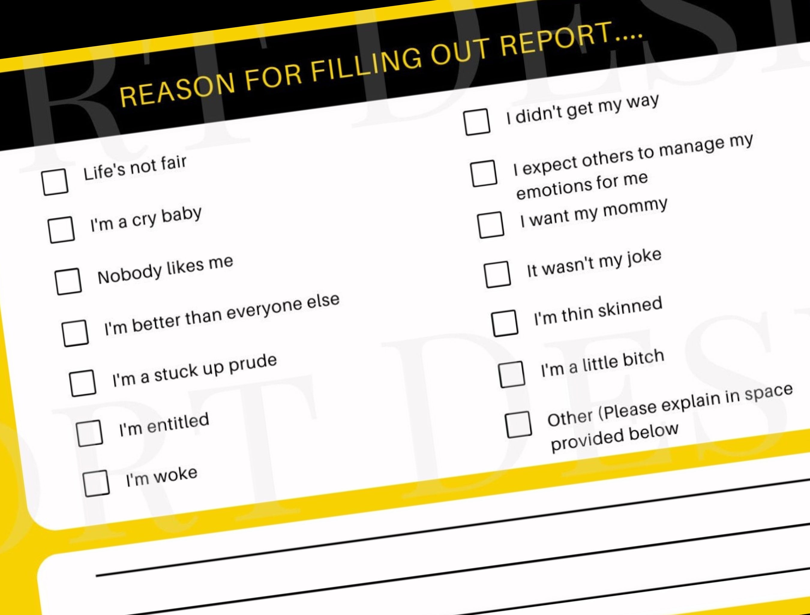 Funny Office Prank Gag Gift Joke Form PDF Printable Hurt Feelings ...