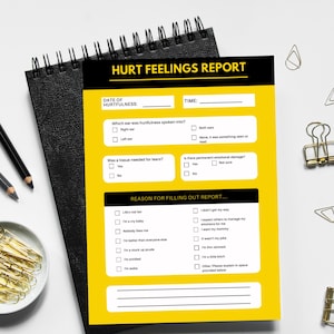 Hurt Feeling Report Full Color PDF Printable Funny Office Prank Gift ...