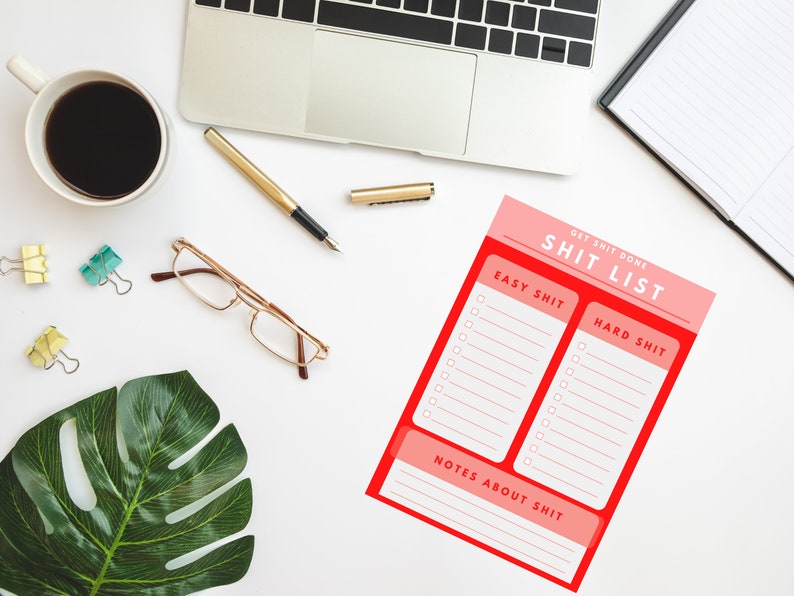 Getting Shit Done: Shit List Printable Checklist to Do List Humorous ...