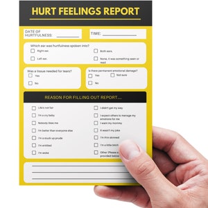 Hurt Feeling Report Full Color PDF Printable Funny Office Prank Gift ...
