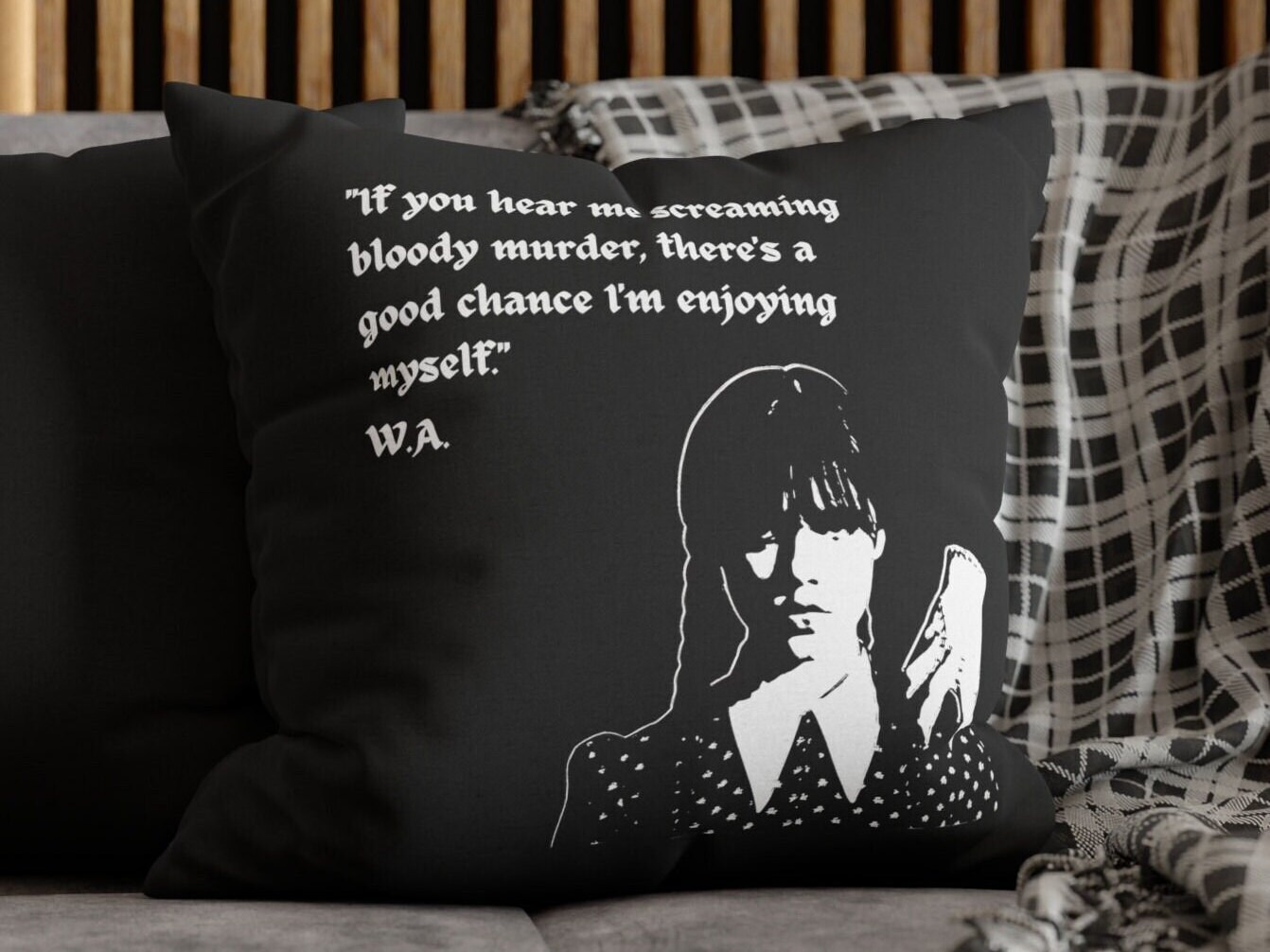 Wednesday Addams Inspired Home Décor: Black Pillow Cover. - Etsy