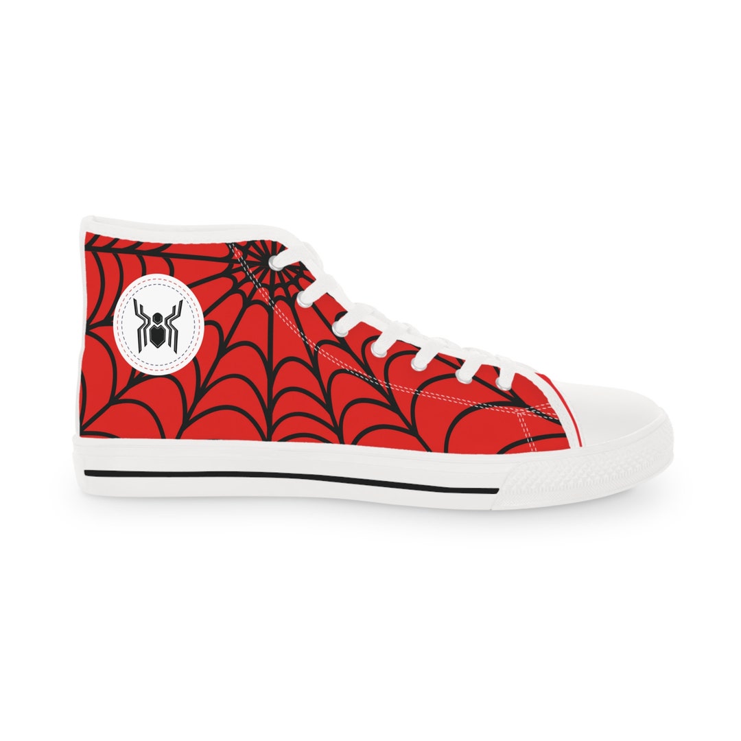 Spider Man Inspired Men's High Top Sneakers. Chuck Taylor Style Shoes ...