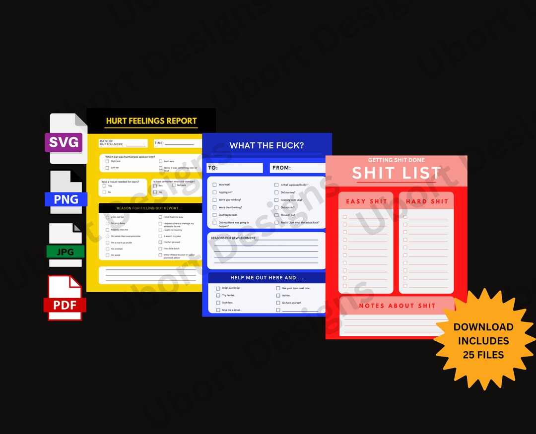 Hurt Feelings Report What the Fuck Report Get Shit Done Shit List ...