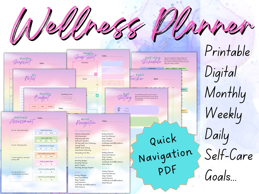 Mindfulness Digital Printable Wellness Planner & Journal, for Self-care ...